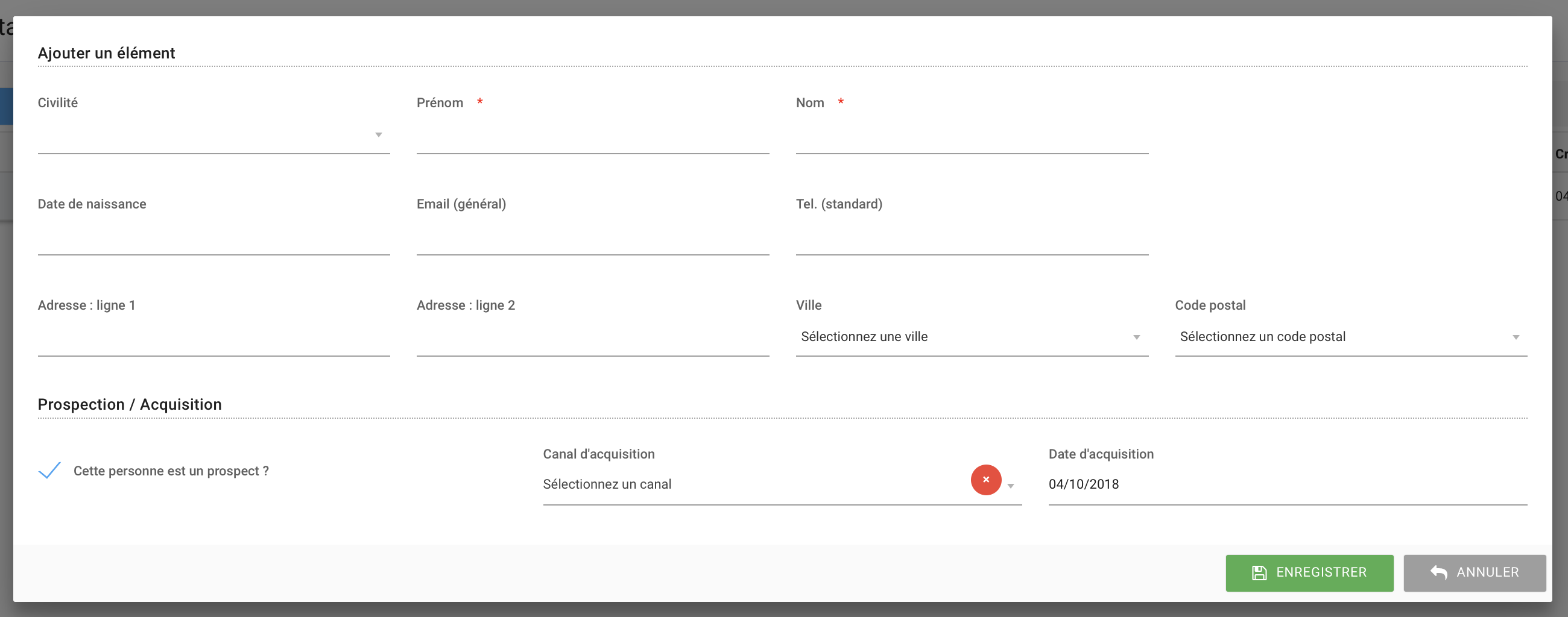 Gestion des contacts - Cibee